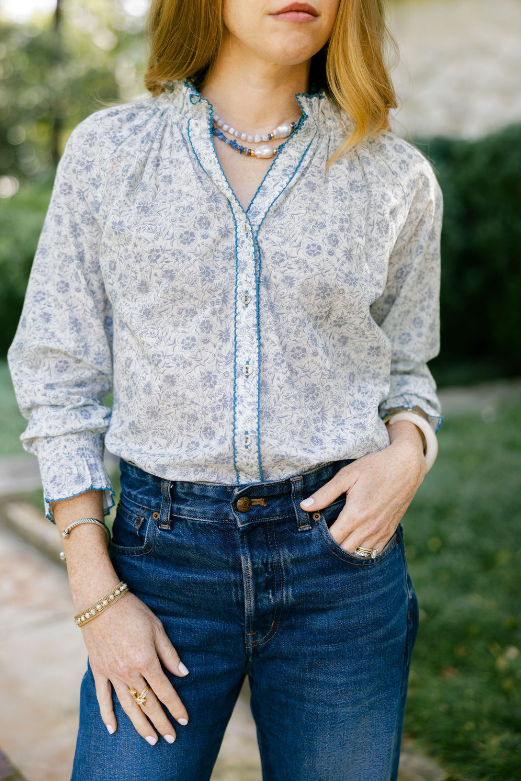 Harper Top in Floral Blues – BAYBALA